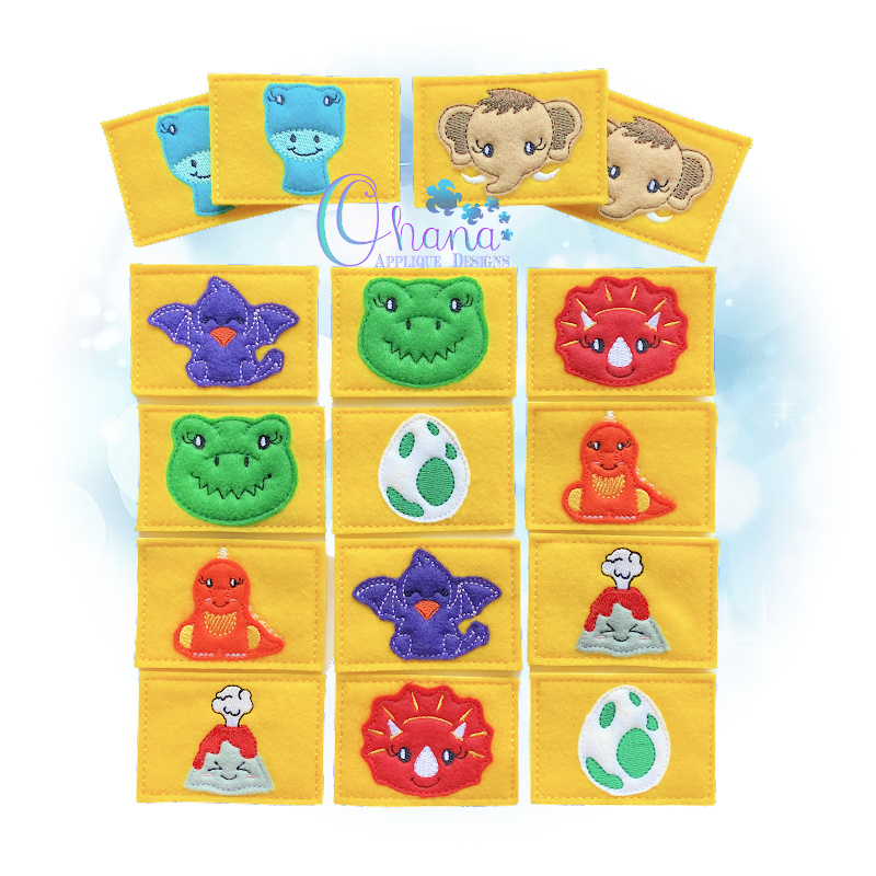 Dinosaur Matching Card Game - Ohana Applique Designs