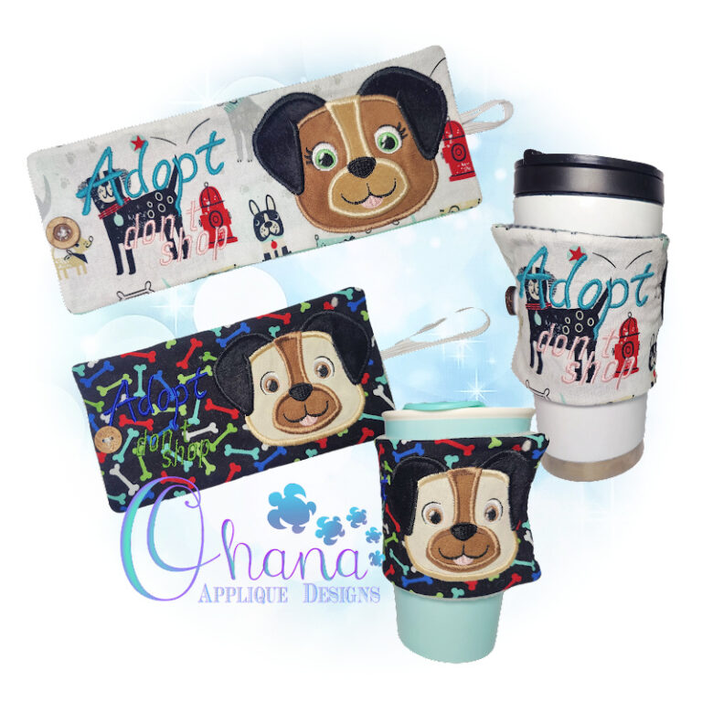 Adopt a Dog Cup Cozy - Ohana Applique Designs