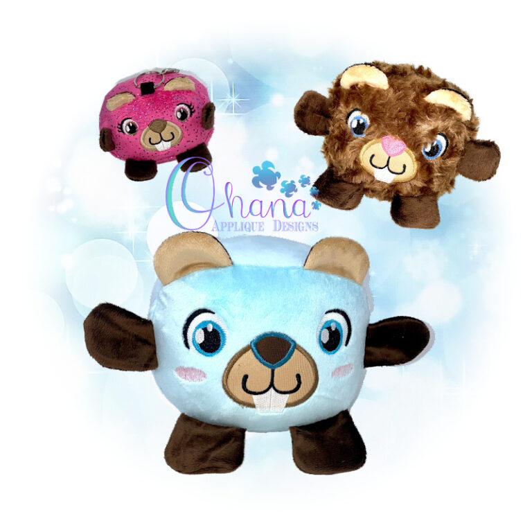 Ball Beaver Stuffie Embroidery Design- Ohana Applique Designs