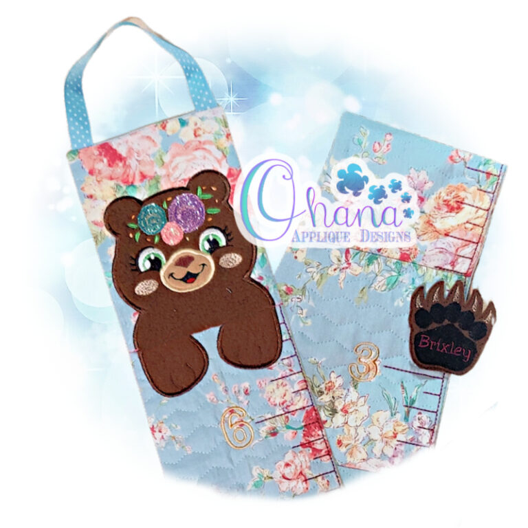 Bear Growth Chart Embroidery - Ohana Applique Designs
