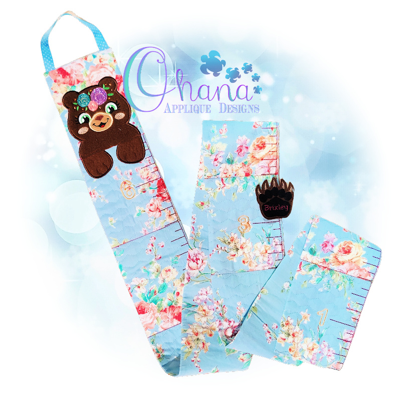 Bear Growth Chart Embroidery - Ohana Applique Designs