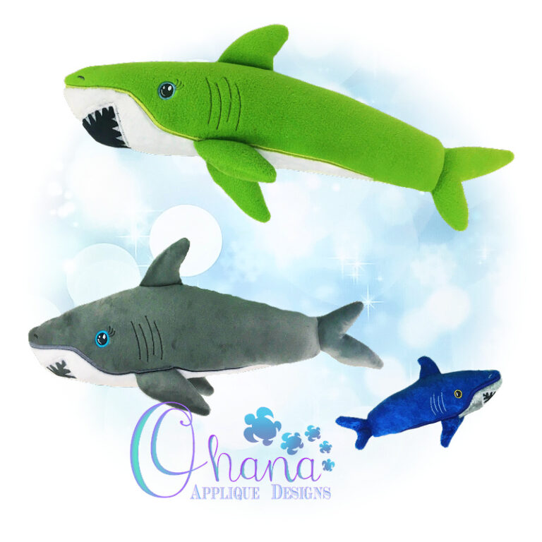 Sandy Shark Stuffie Embroidery Design- Ohana Applique Designs