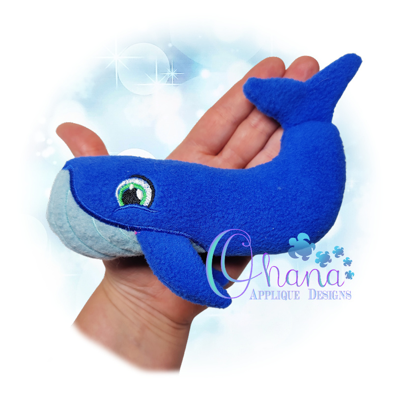 Blue Whale Stuffie Embroidery Design- Ohana Applique Designs