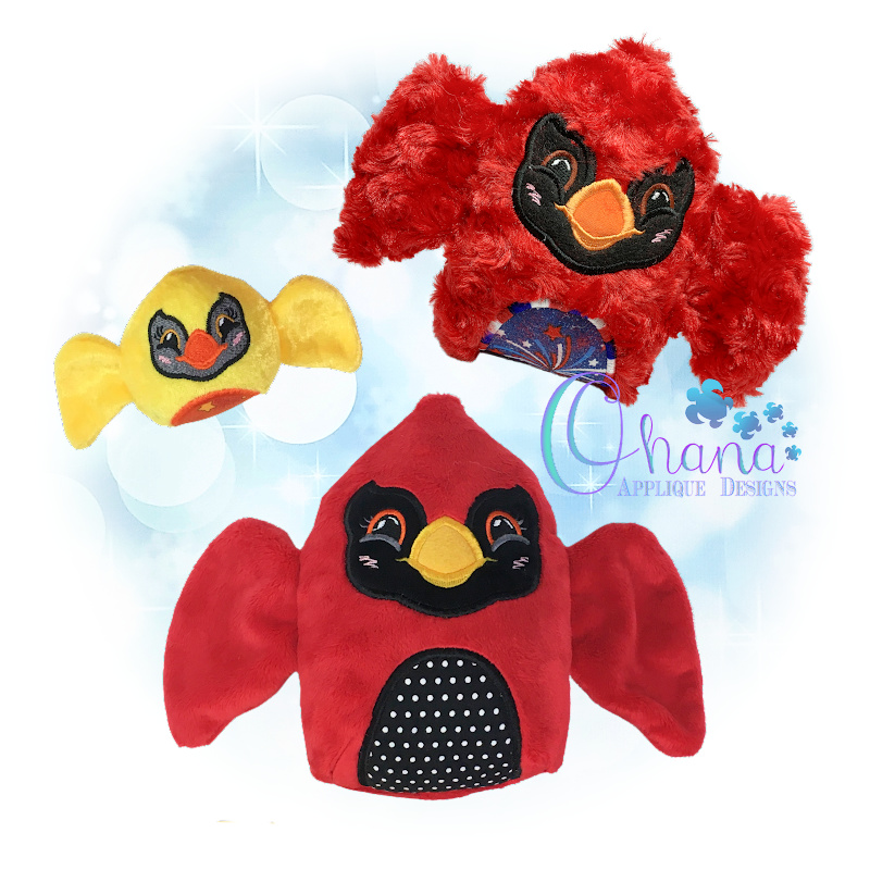 Cardinal Eggie Stuffie Embroidery - Ohana Applique Designs