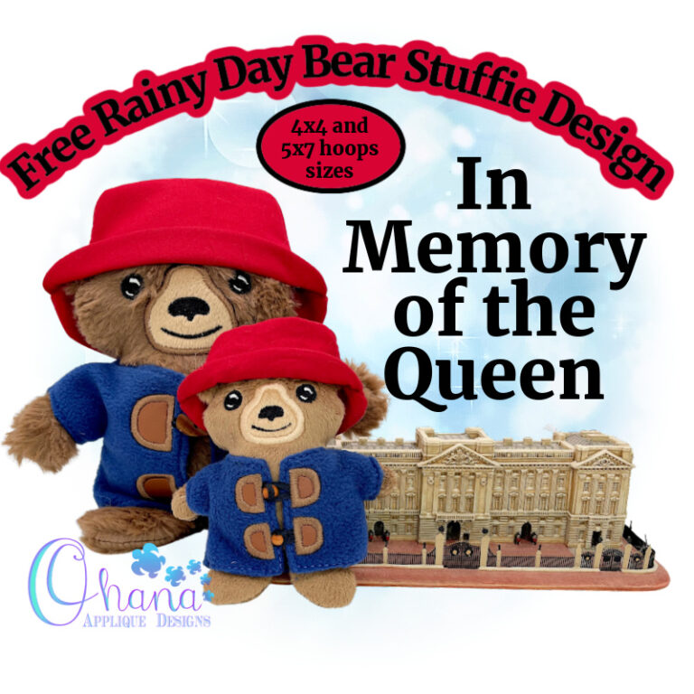 Rainy Day Bear Stuffie Embroidery - Ohana Applique Designs