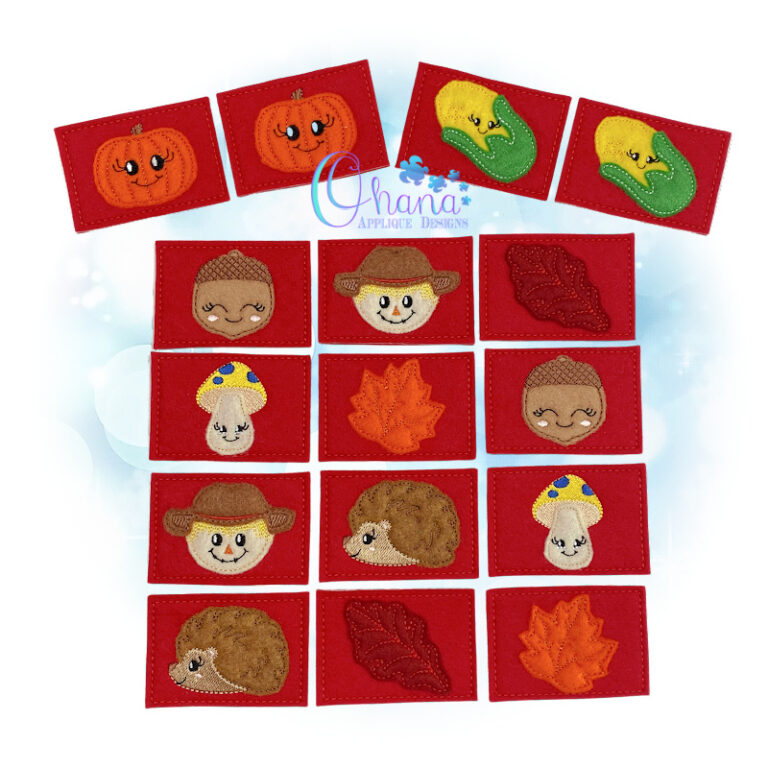 Fall Matching Card Game - Ohana Applique Designs