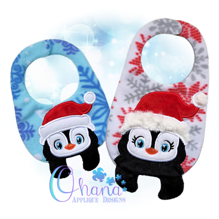 Santa Penguin Bib Embroidery Design - Ohana Applique Designs