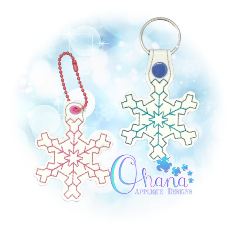 Snowflake Key Chain Embroidery Design - Ohana Applique Designs
