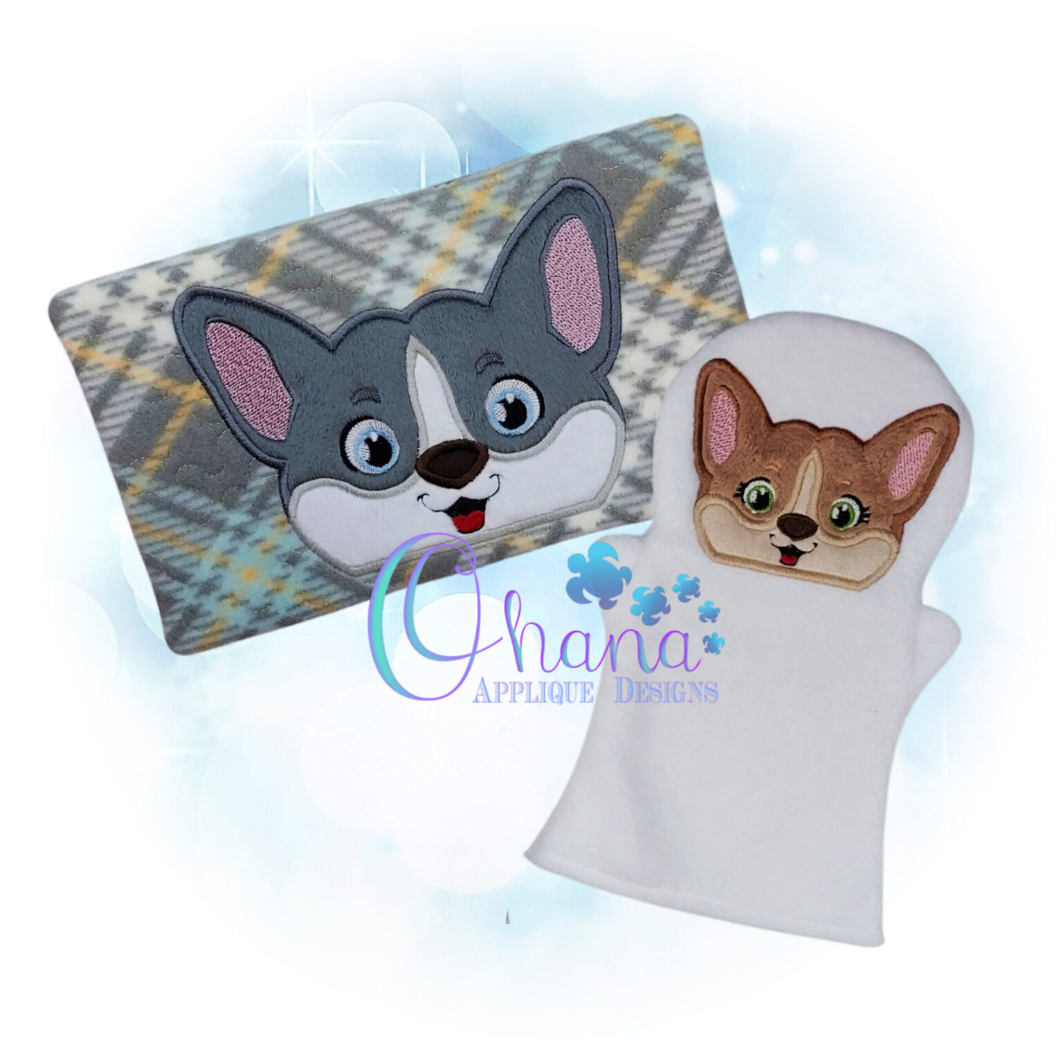 Corgi Peeker Embroidery Design - Ohana Applique Designs