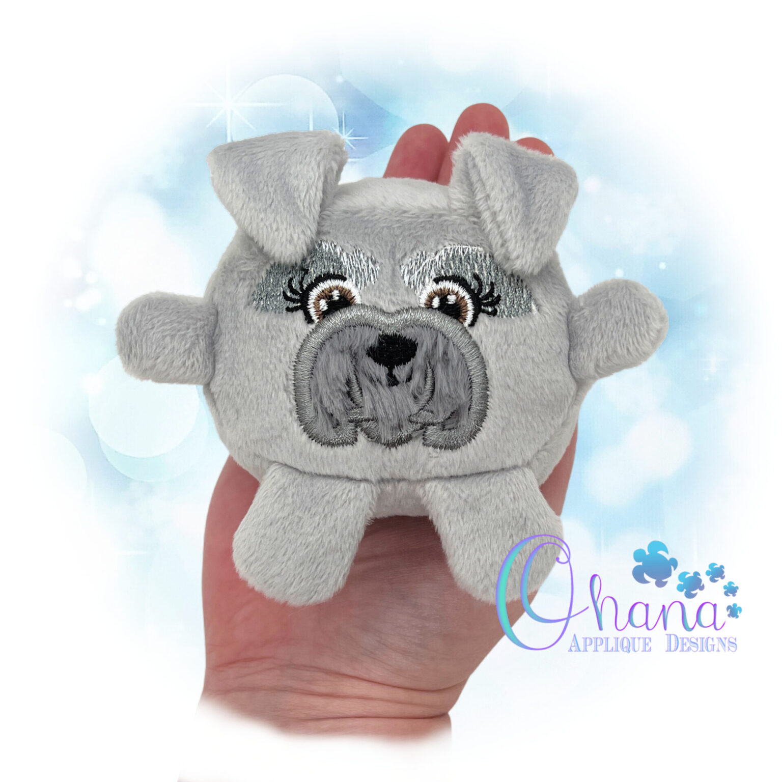Ball Schnauzer Stuffie Embroidery Design- Ohana Applique Designs