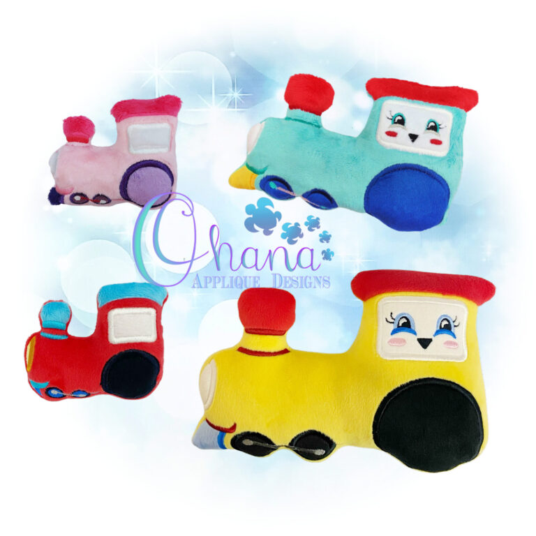 Steam Train Stuffie Embroidery Design- Ohana Applique Designs