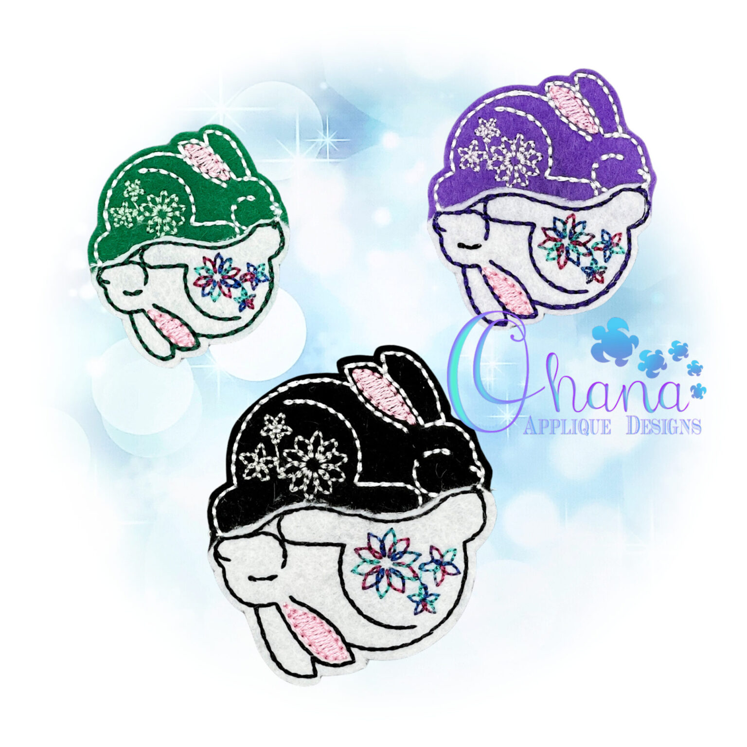 Yin-Yang Rabbit Feltie Embroidery Design - Ohana Applique Designs