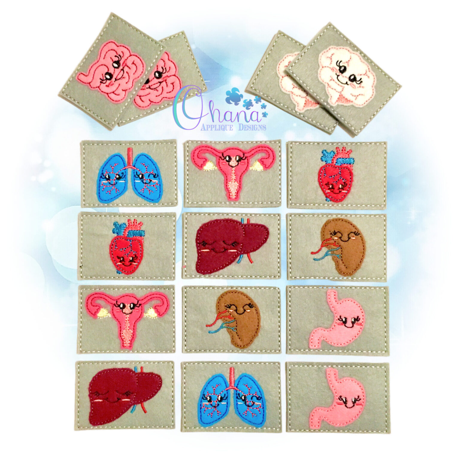 Anatomy Matching Card Game - Ohana Applique Designs