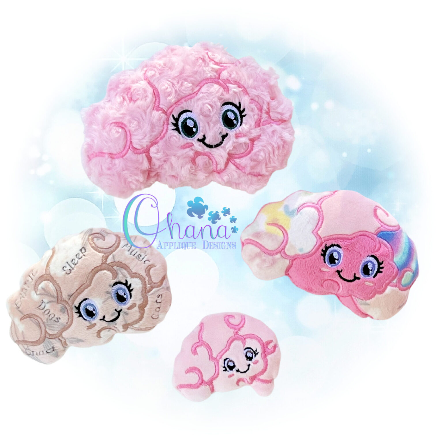 Brain Stuffie Embroidery Design - Ohana Applique Designs
