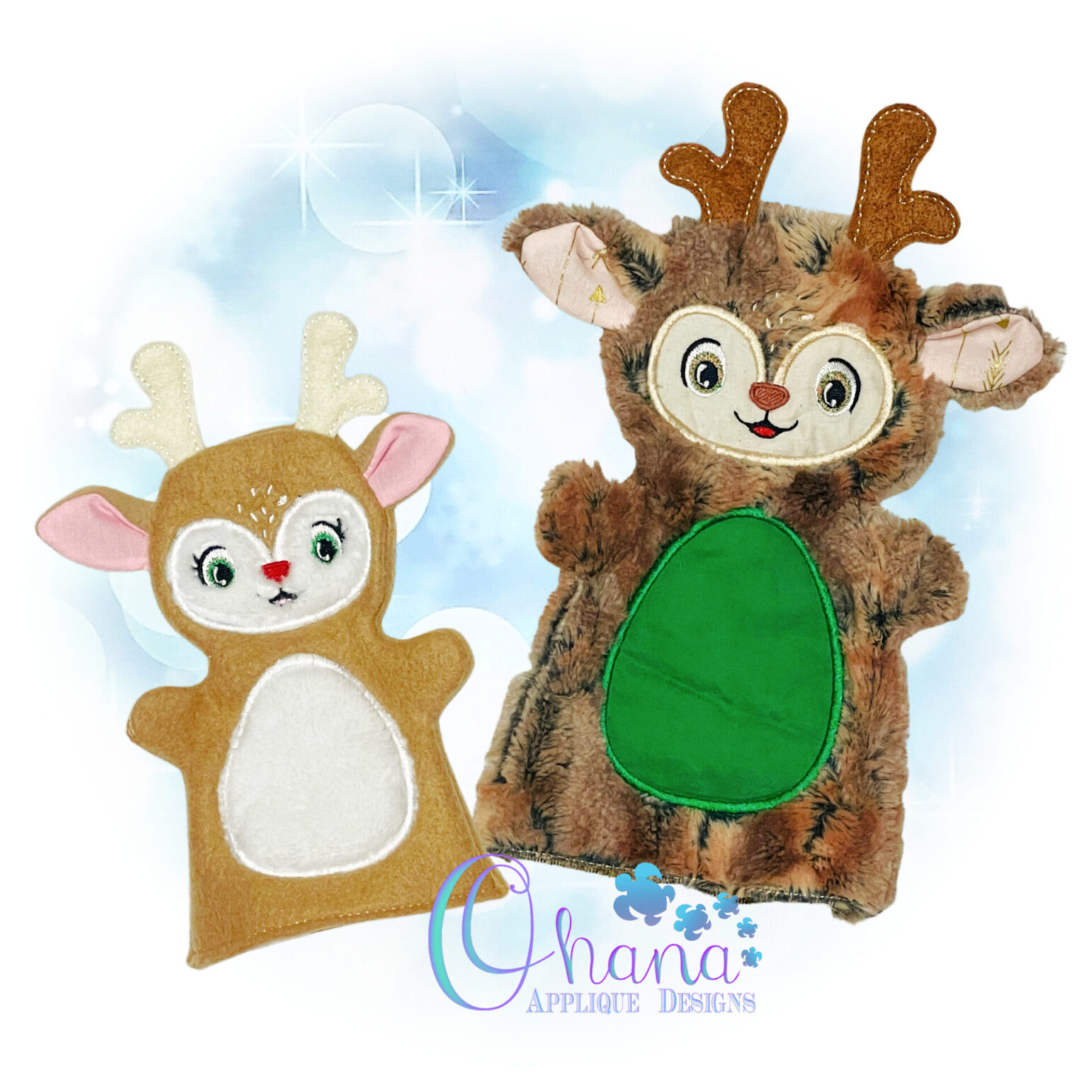 Deer Hand Puppet Embroidery Design- Ohana Applique Designs