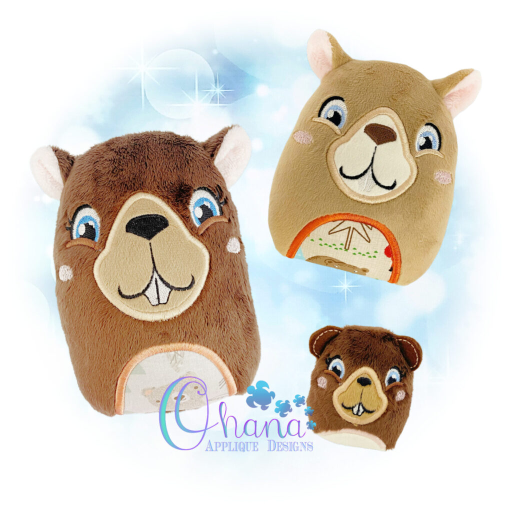 Groundhog Eggie Stuffie Embroidery Design - Ohana Applique Designs
