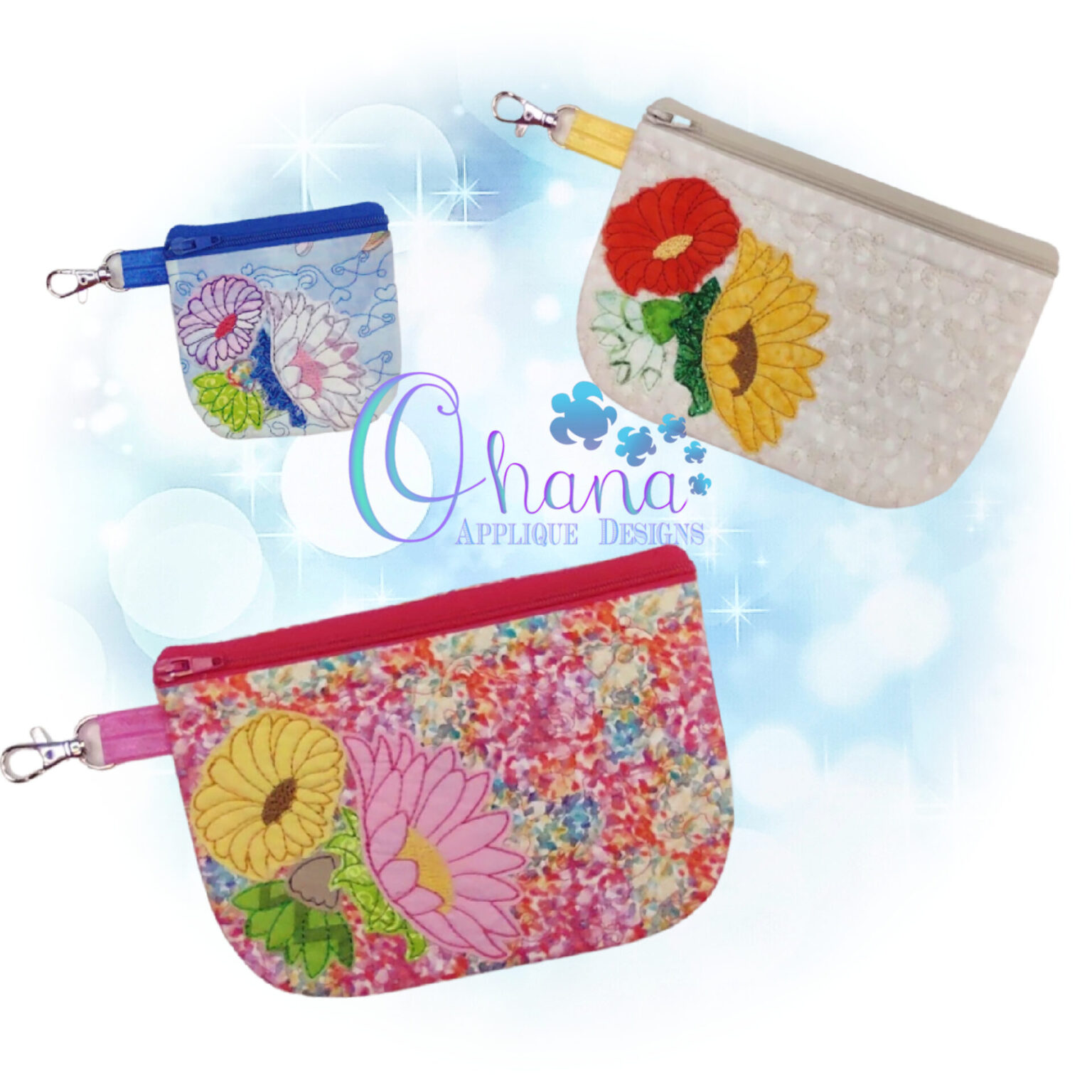 Menses Zipper Bag Embroidery Design - Ohana Applique Designs