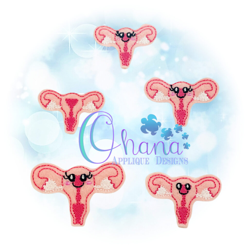 Uterus Feltie Embroidery Design - Ohana Applique Designs