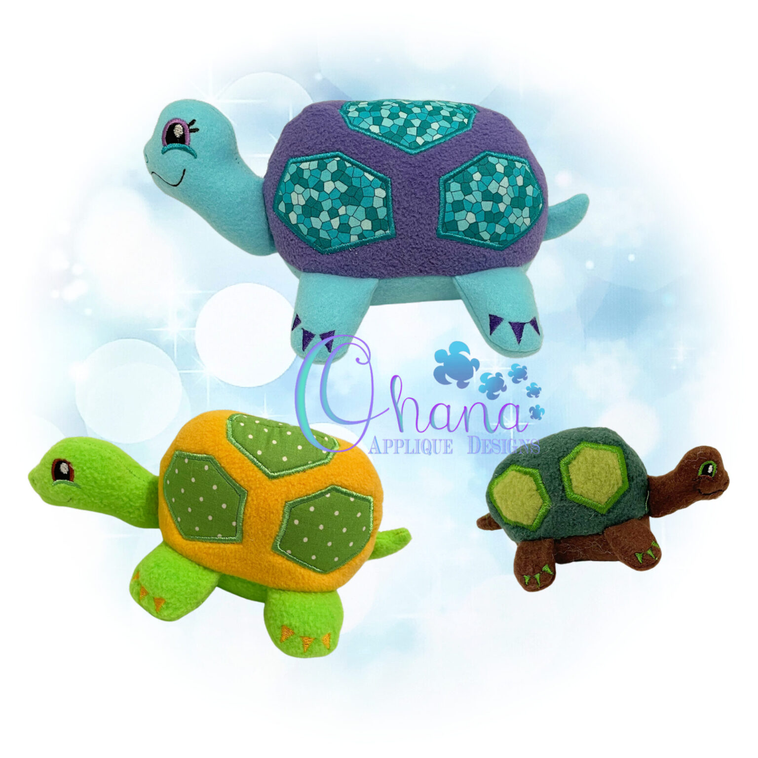 3D Turtle Stuffie Embroidery Design - Ohana Applique Designs