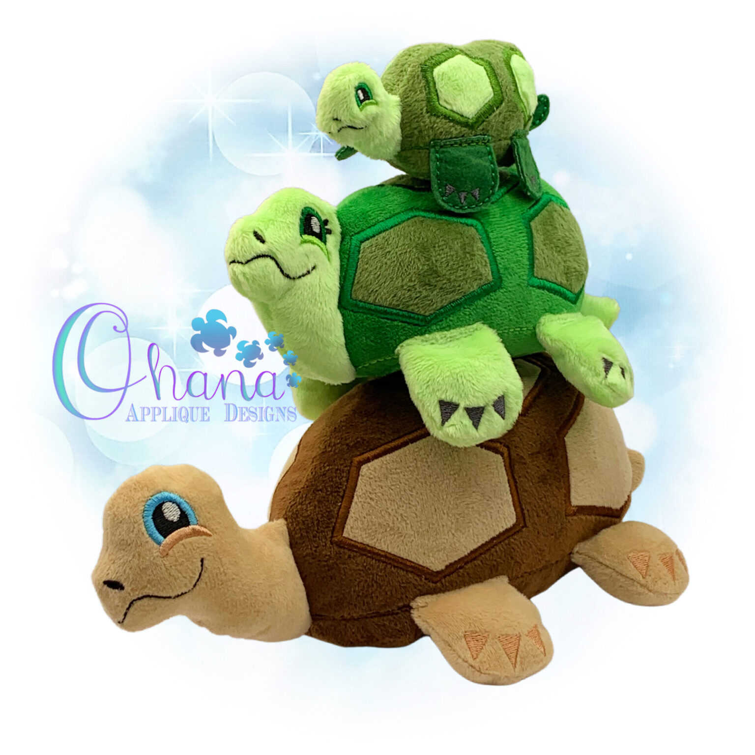 3D Turtle Stuffie Embroidery Design - Ohana Applique Designs
