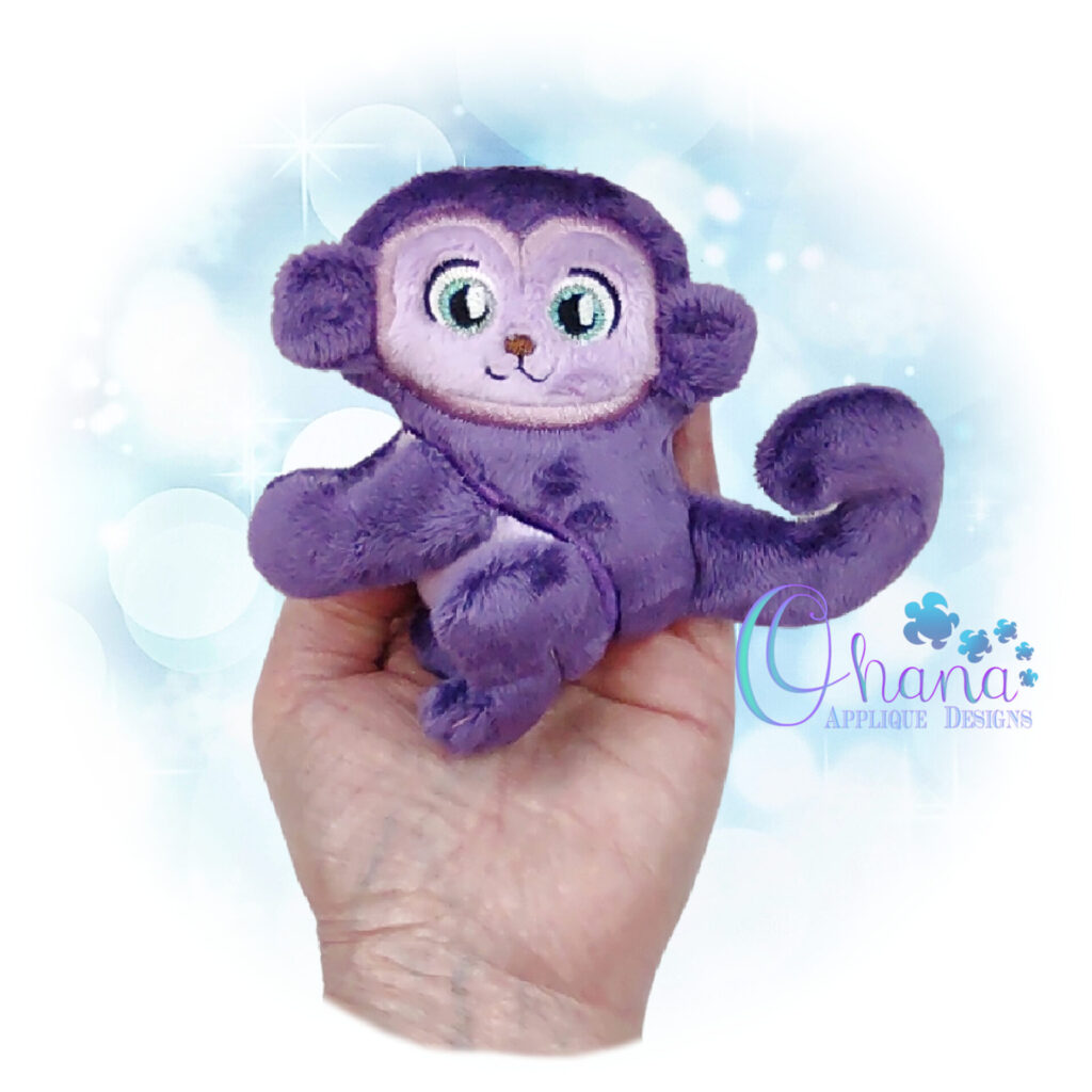 Monkey Huggie Stuffie Embroidery Design - Ohana Applique Designs
