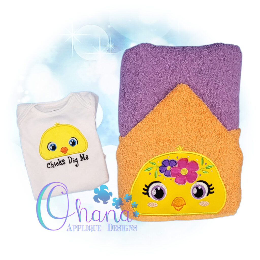 Floral Chick Peeker Design - Ohana Applique Designs