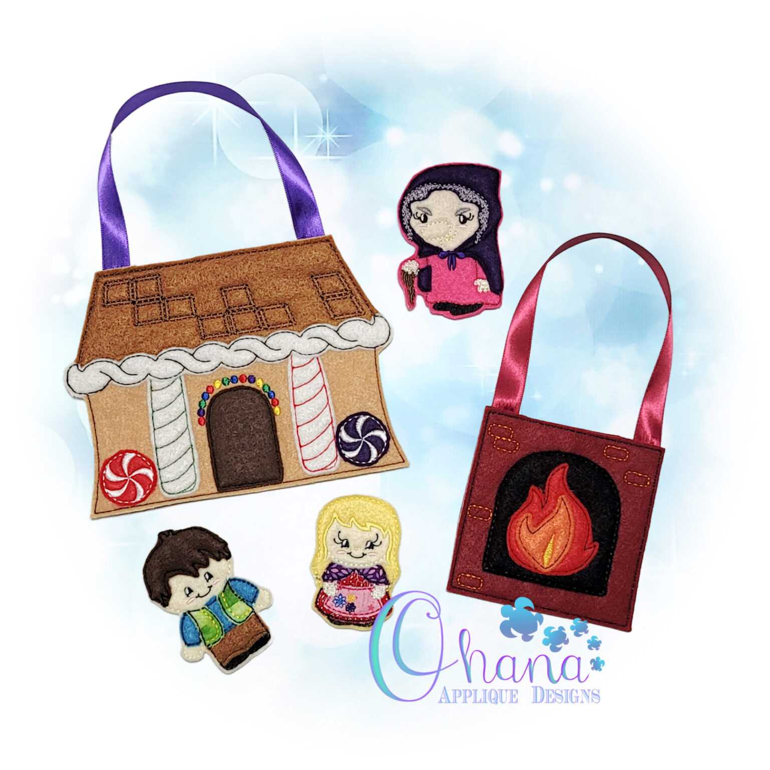Hansel and Gretel Finger Puppet Set - Ohana Applique Designs