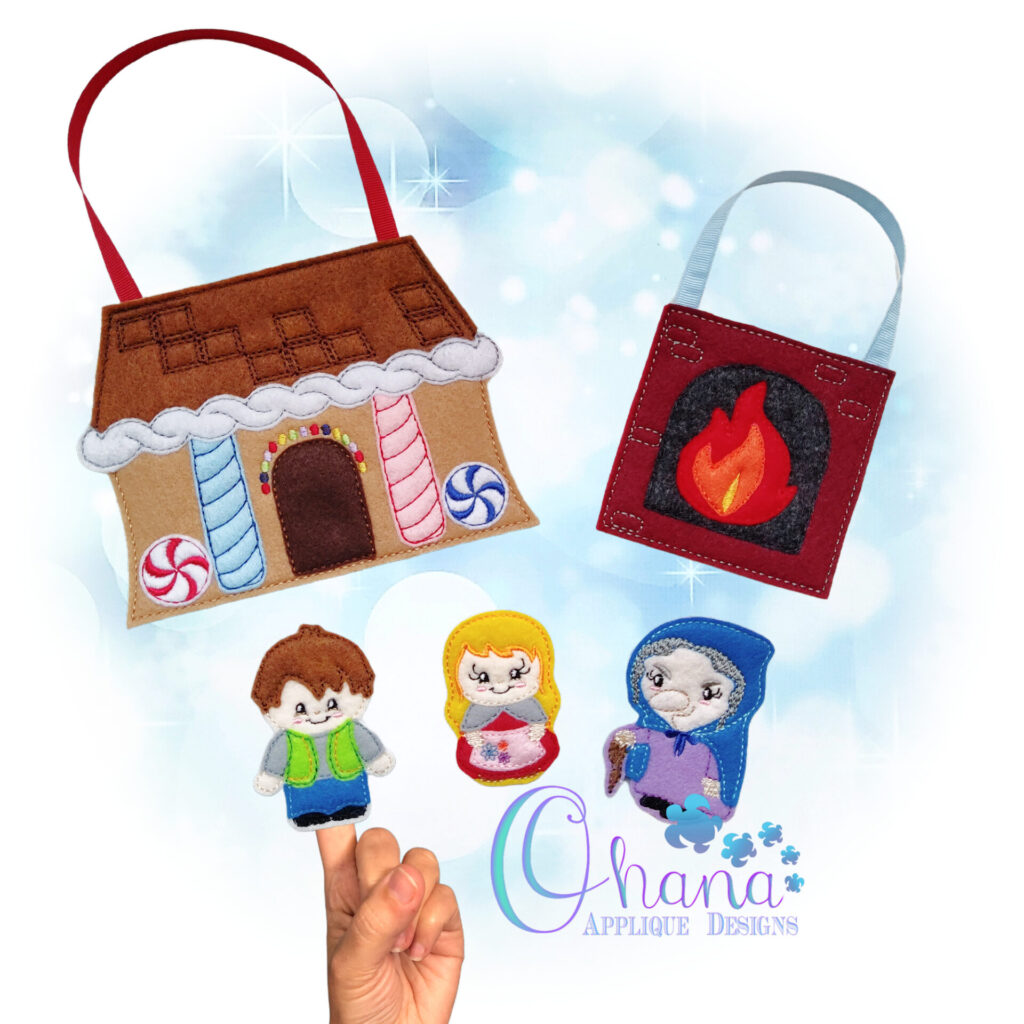 Hansel and Gretel Finger Puppet Set - Ohana Applique Designs