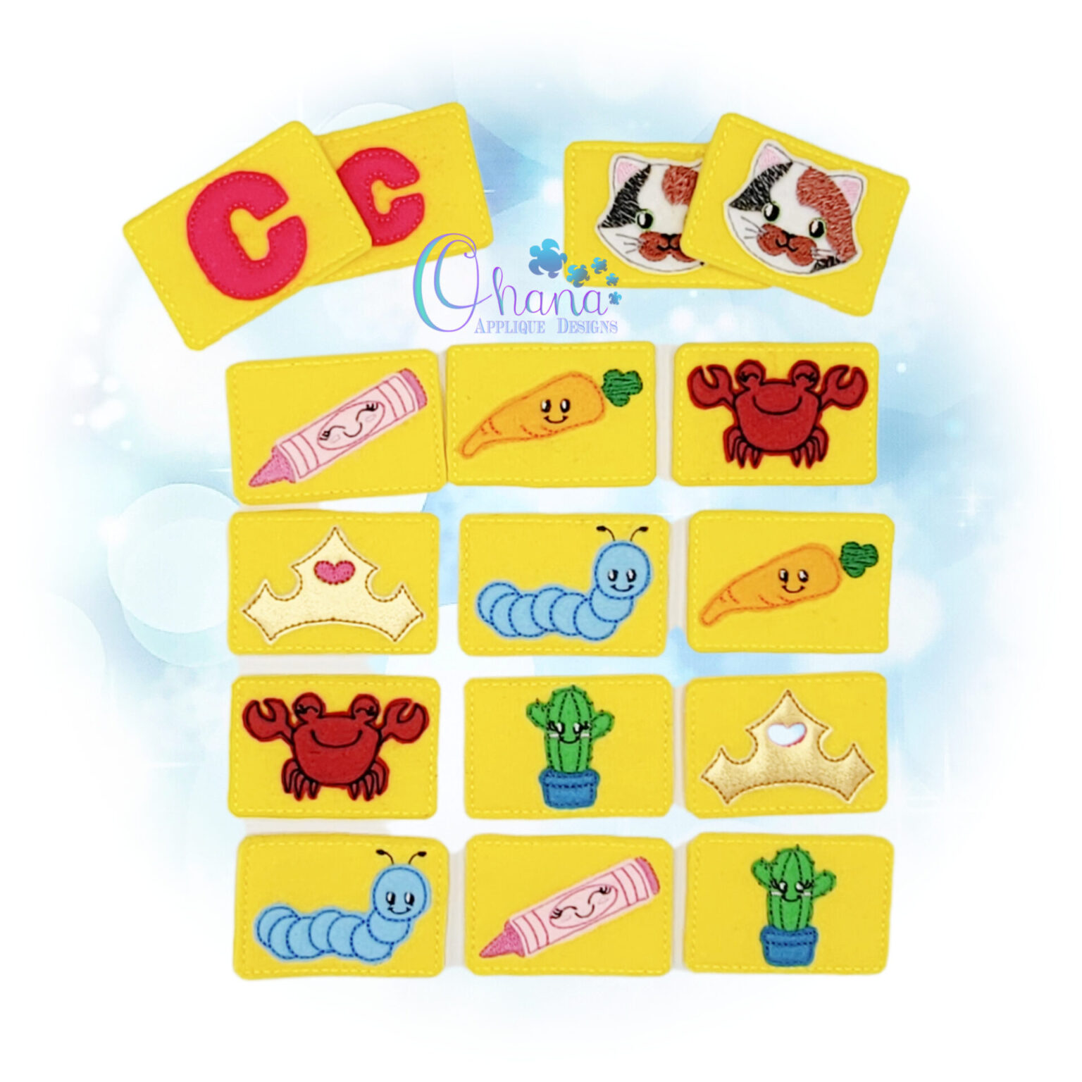 Letter C Matching Card Game - Ohana Applique Designs