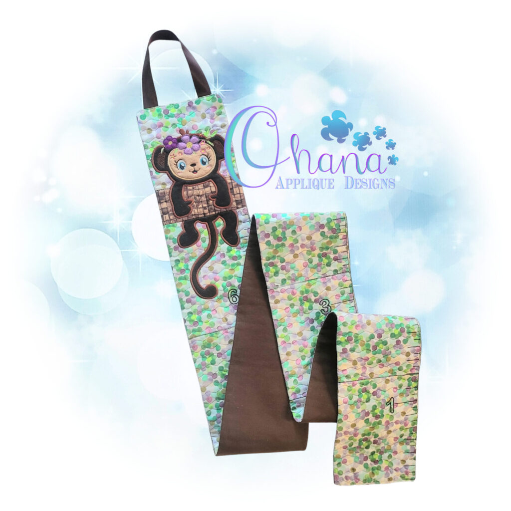 Monkey Growth Chart Embroidery - Ohana Applique Designs