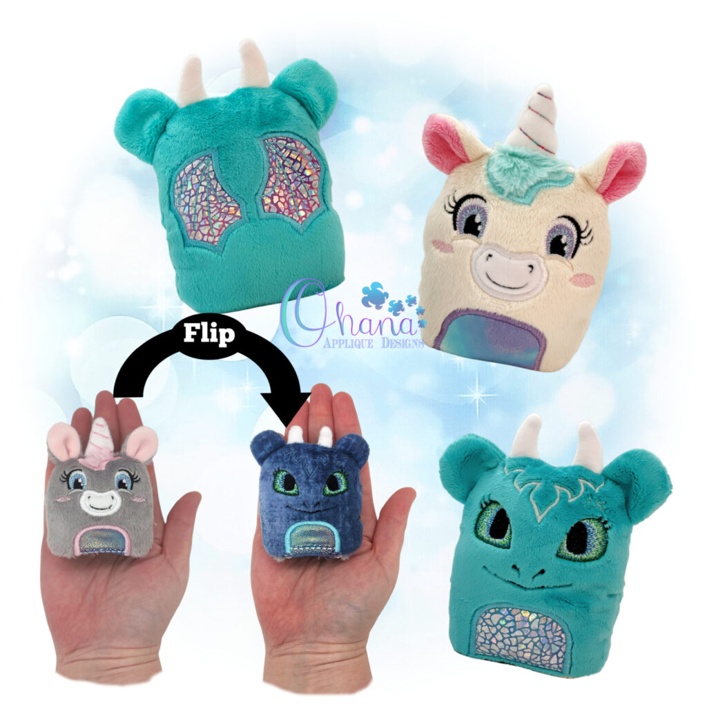 Unicorn/Dragon Flip Stuffie Embroidery Design - OAD