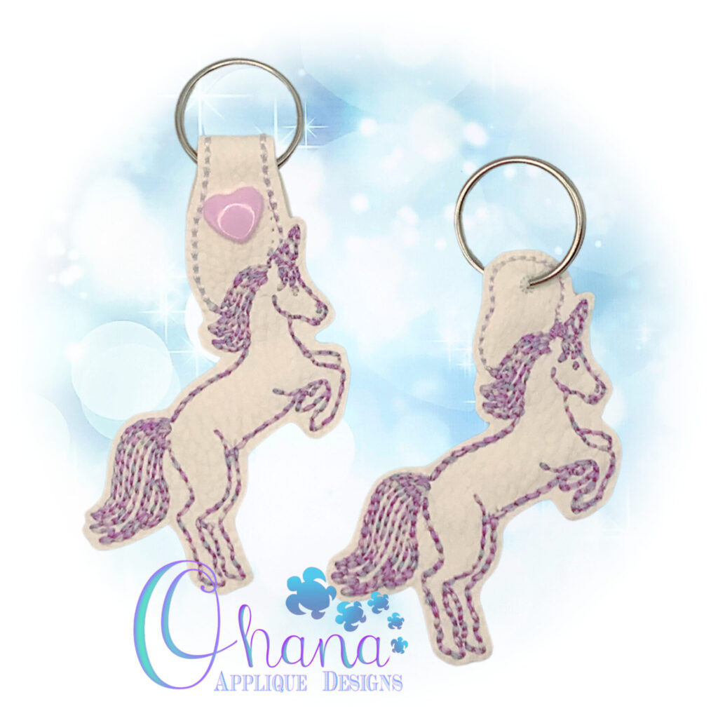 Unicorn Key Chain Embroidery Design - Ohana Applique Designs