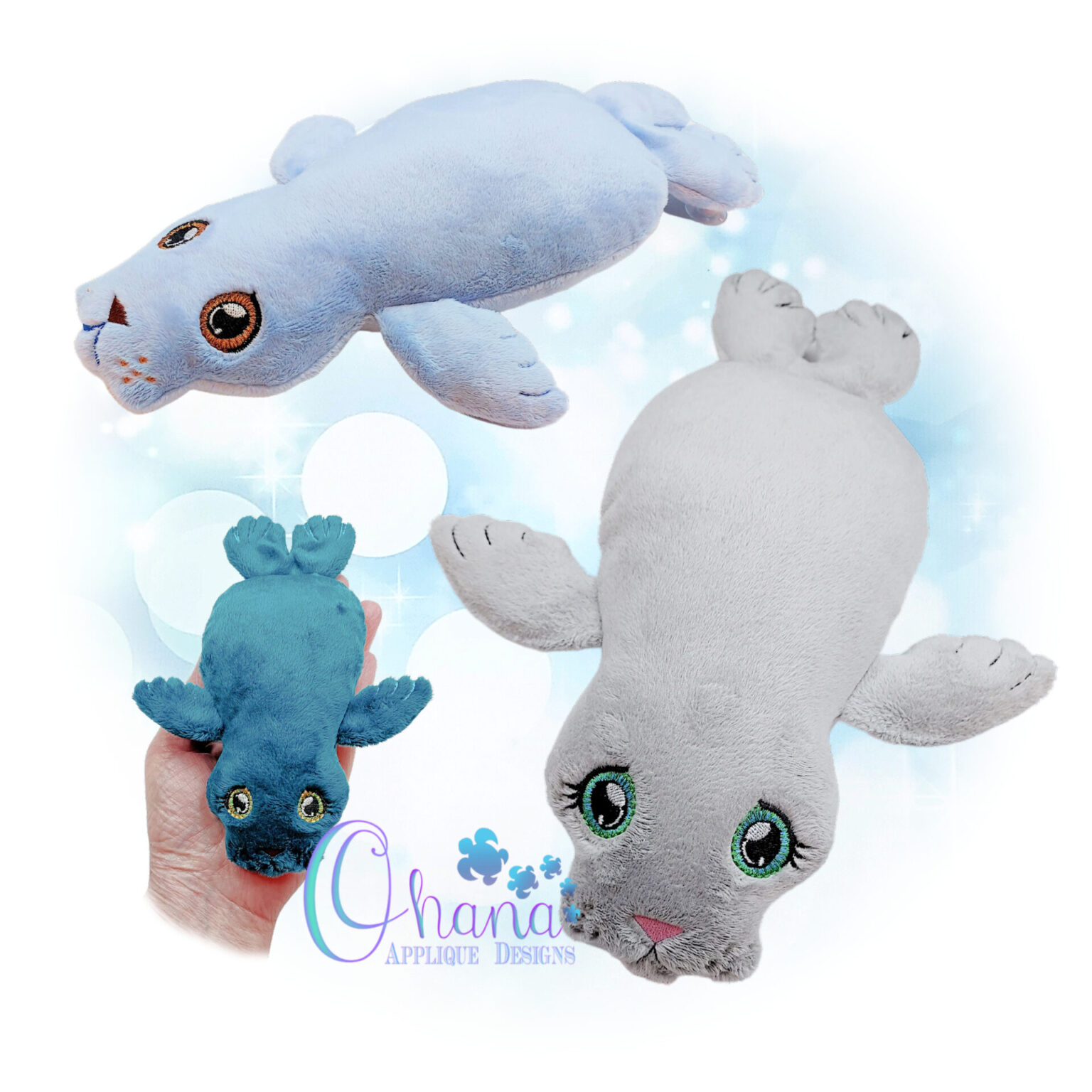 Floppy Seal Stuffie Embroidery Design - Ohana Applique Designs