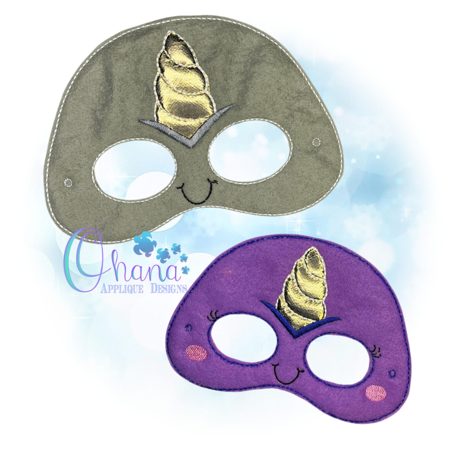 Narwhal Pretend Mask Design - Ohana Applique Designs
