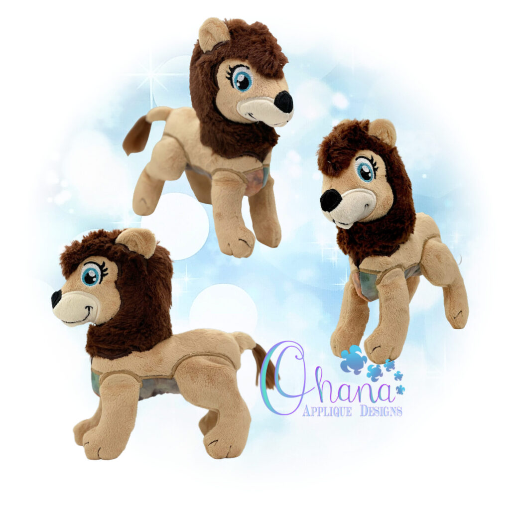 3D Lion Stuffie Embroidery Design - Ohana Applique Designs