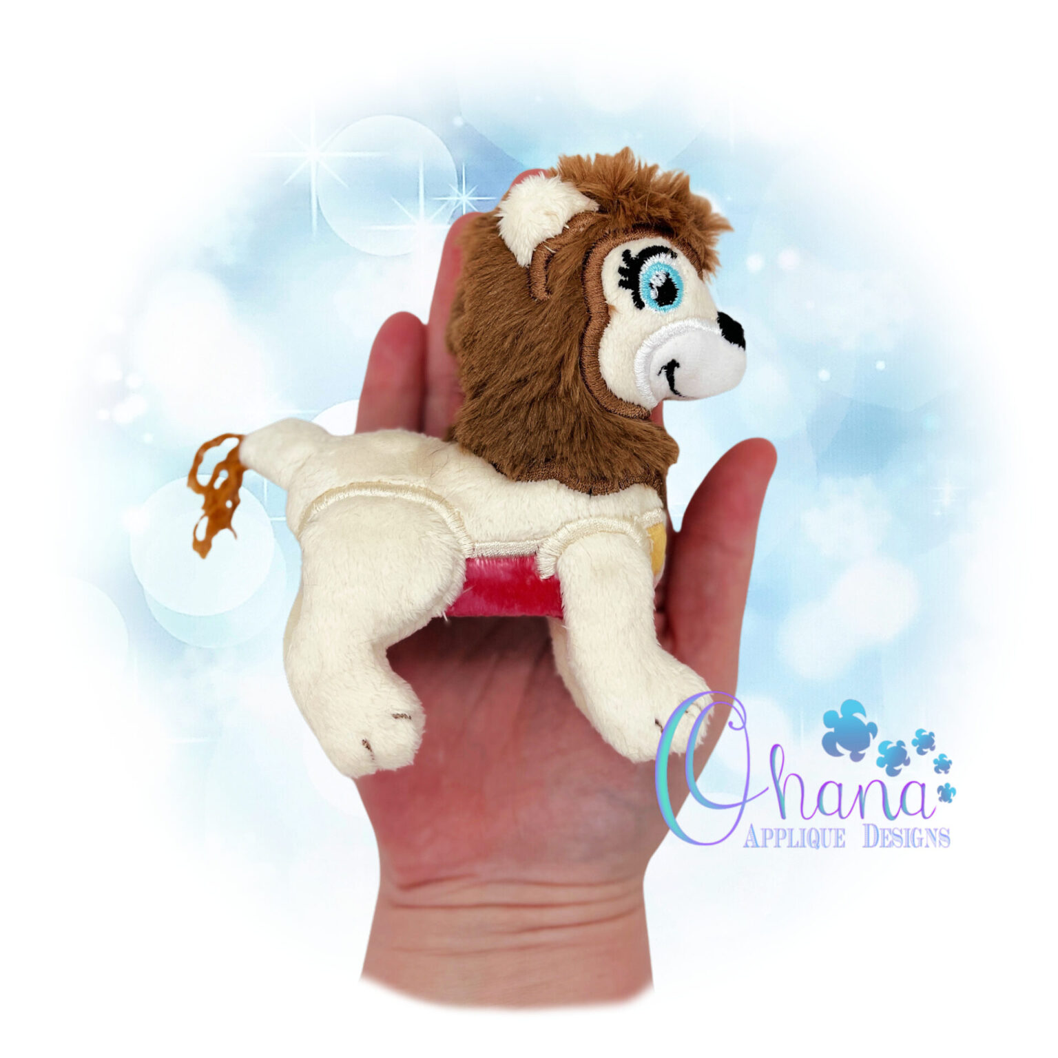 3D Lion Stuffie Embroidery Design - Ohana Applique Designs