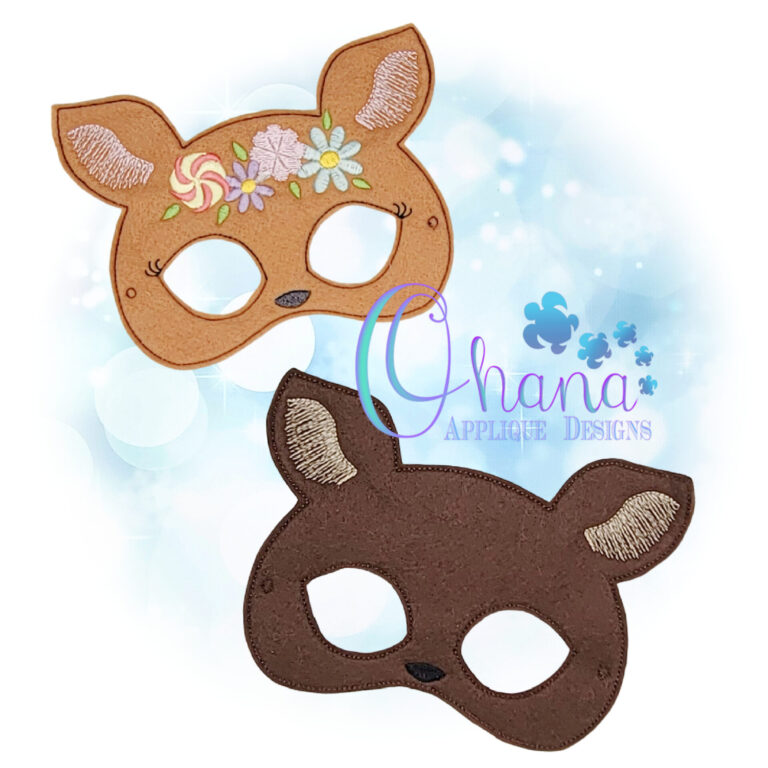 Floral Fawn Pretend Mask - Ohana Applique Designs