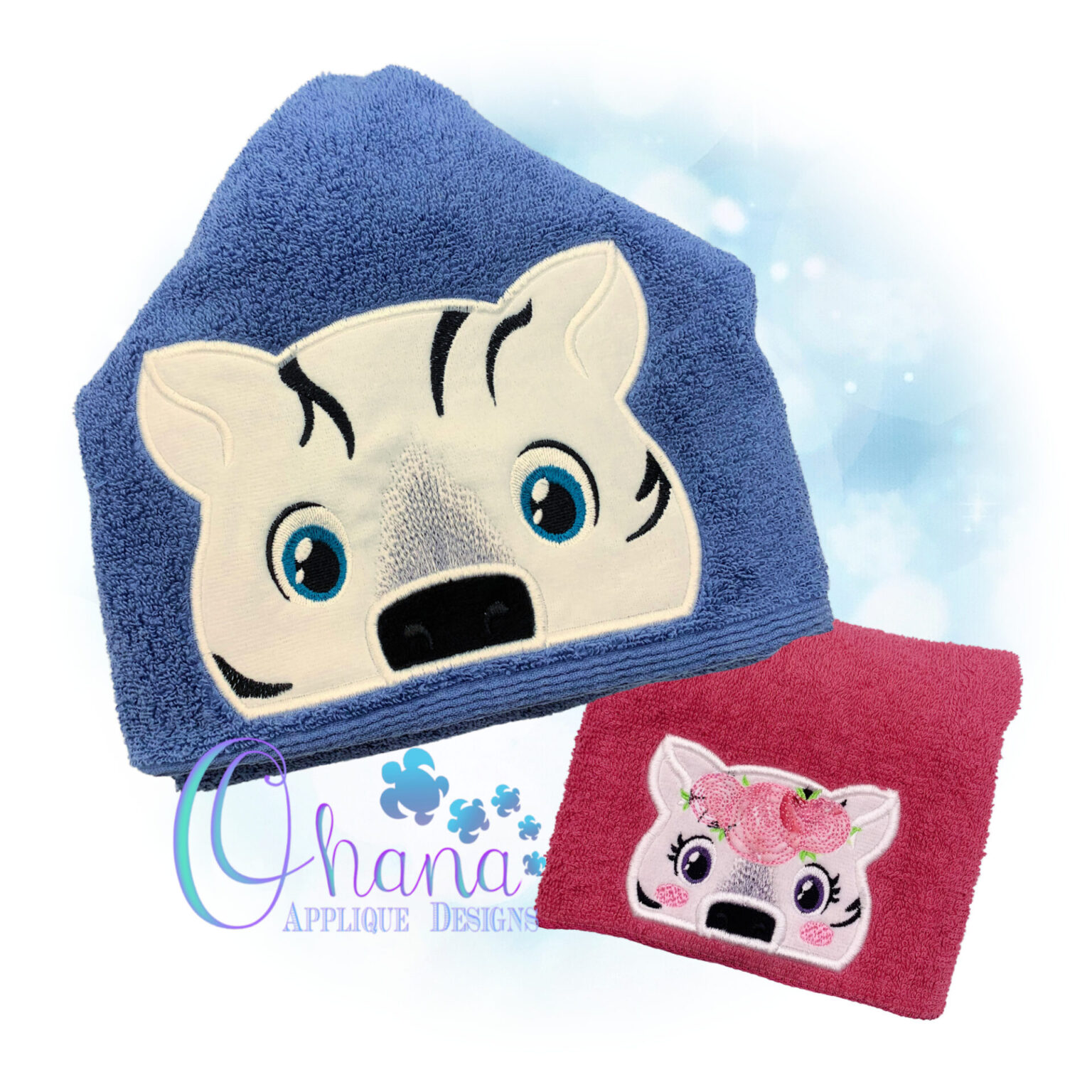 Floral Zebra Peeker Design - Ohana Applique Designs