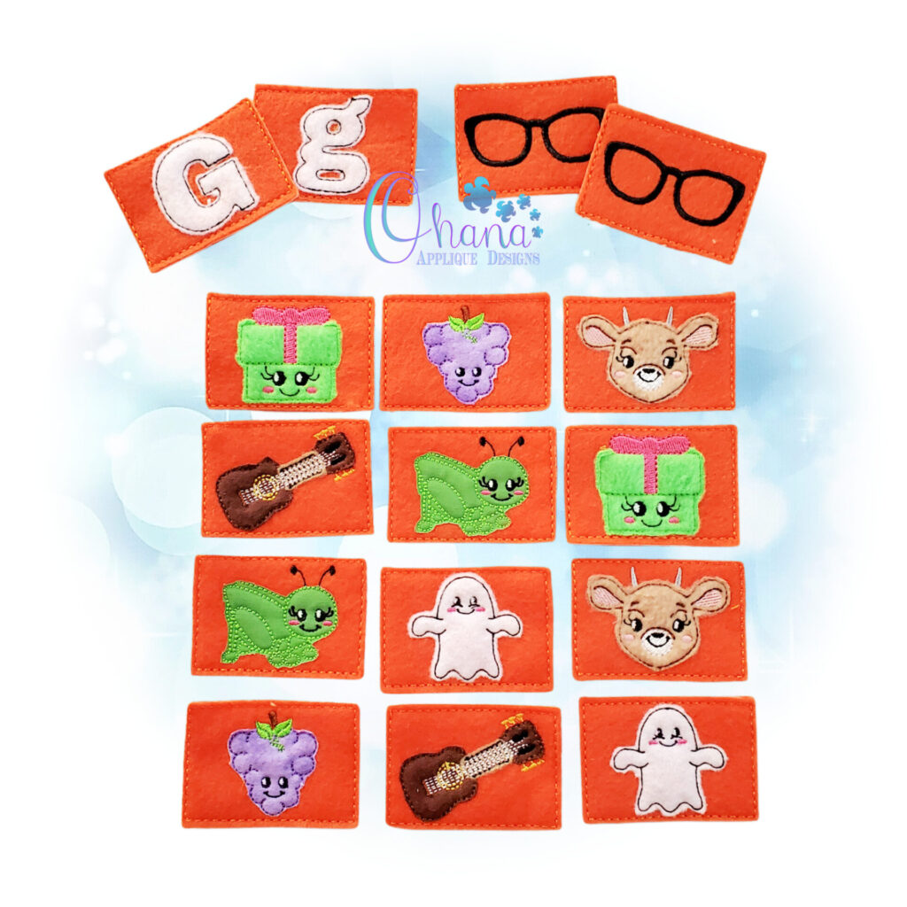 Letter G Matching Card Game - Ohana Applique Designs