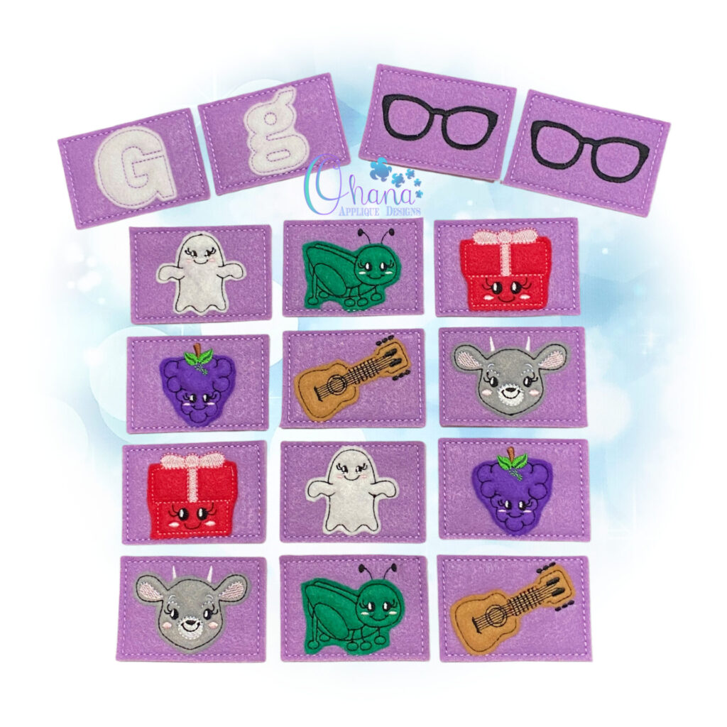 Letter G Matching Card Game - Ohana Applique Designs