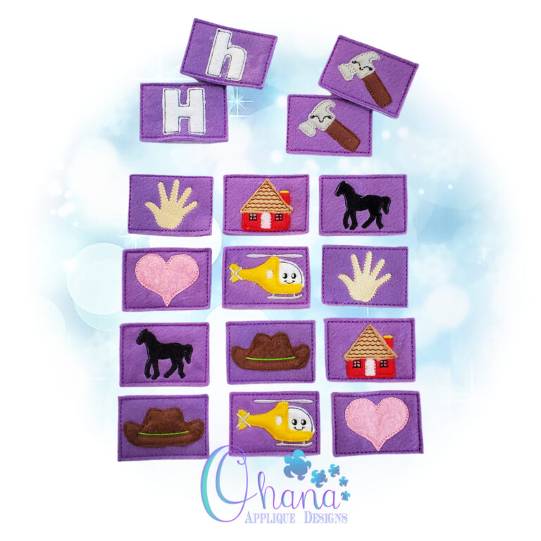 Letter H Matching Card Game - Ohana Applique Designs