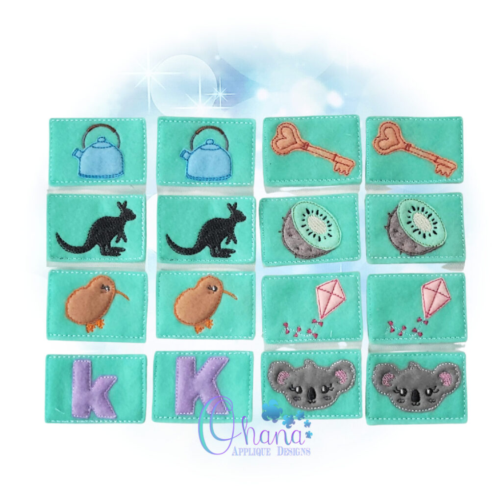 Letter K Matching Card Game - Ohana Applique Designs