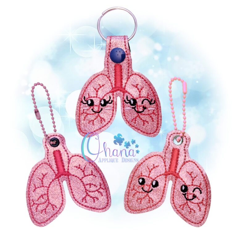 Lung Key Chain Design - Ohana Applique Designs