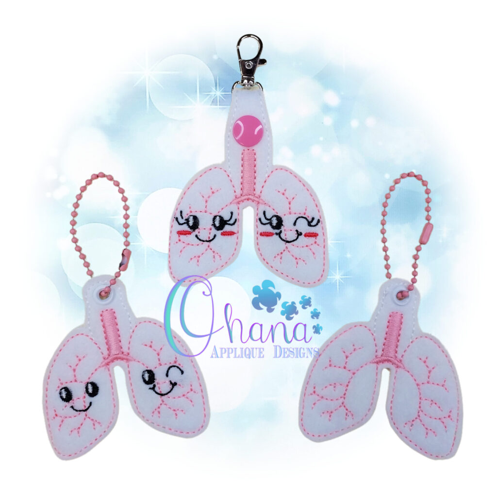 Lung Key Chain Design - Ohana Applique Designs