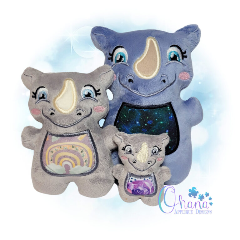 Randy Rhino Stuffie Embroidery Design - Ohana Applique Designs