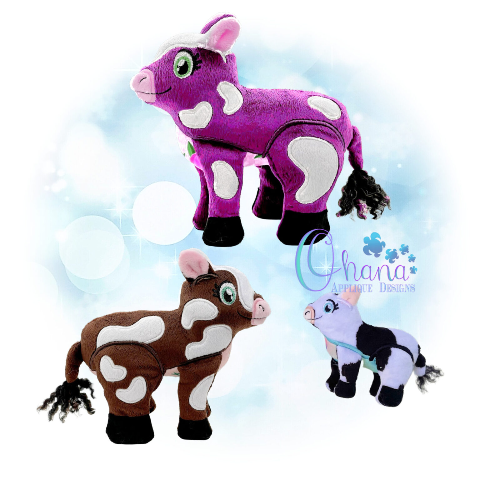 3D Cow Stuffie Design - Ohana Applique Designs