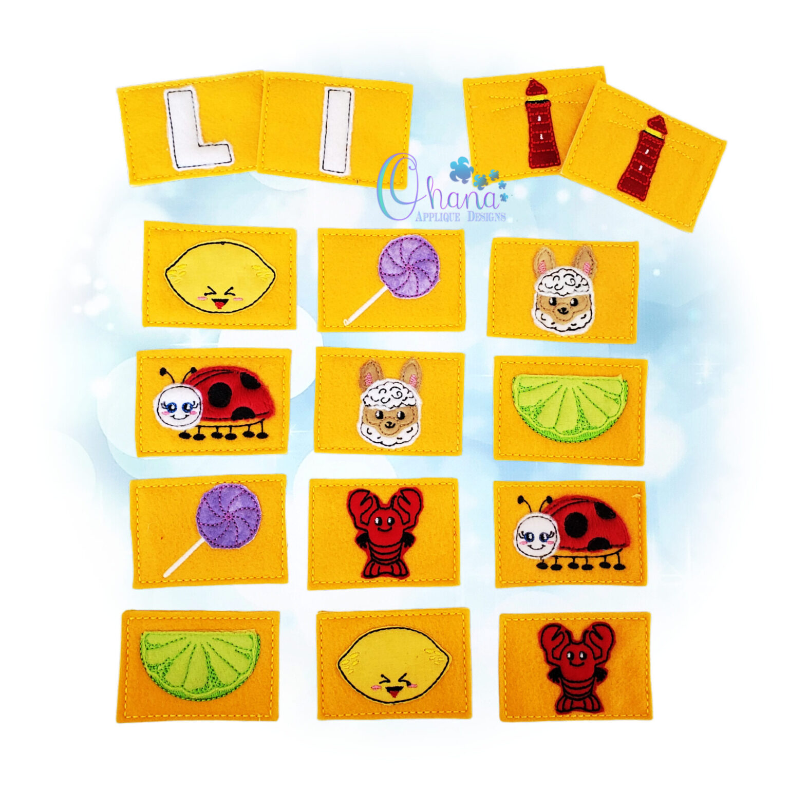 Letter L Matching Card Game - Ohana Applique Designs
