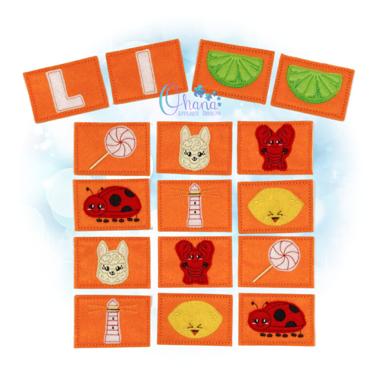 Letter L Matching Card Game - Ohana Applique Designs