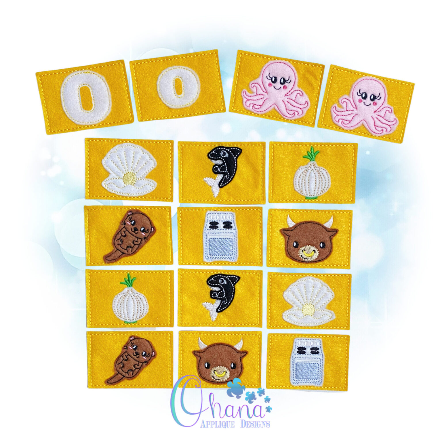 Letter O Matching Card Game - Ohana Applique Designs