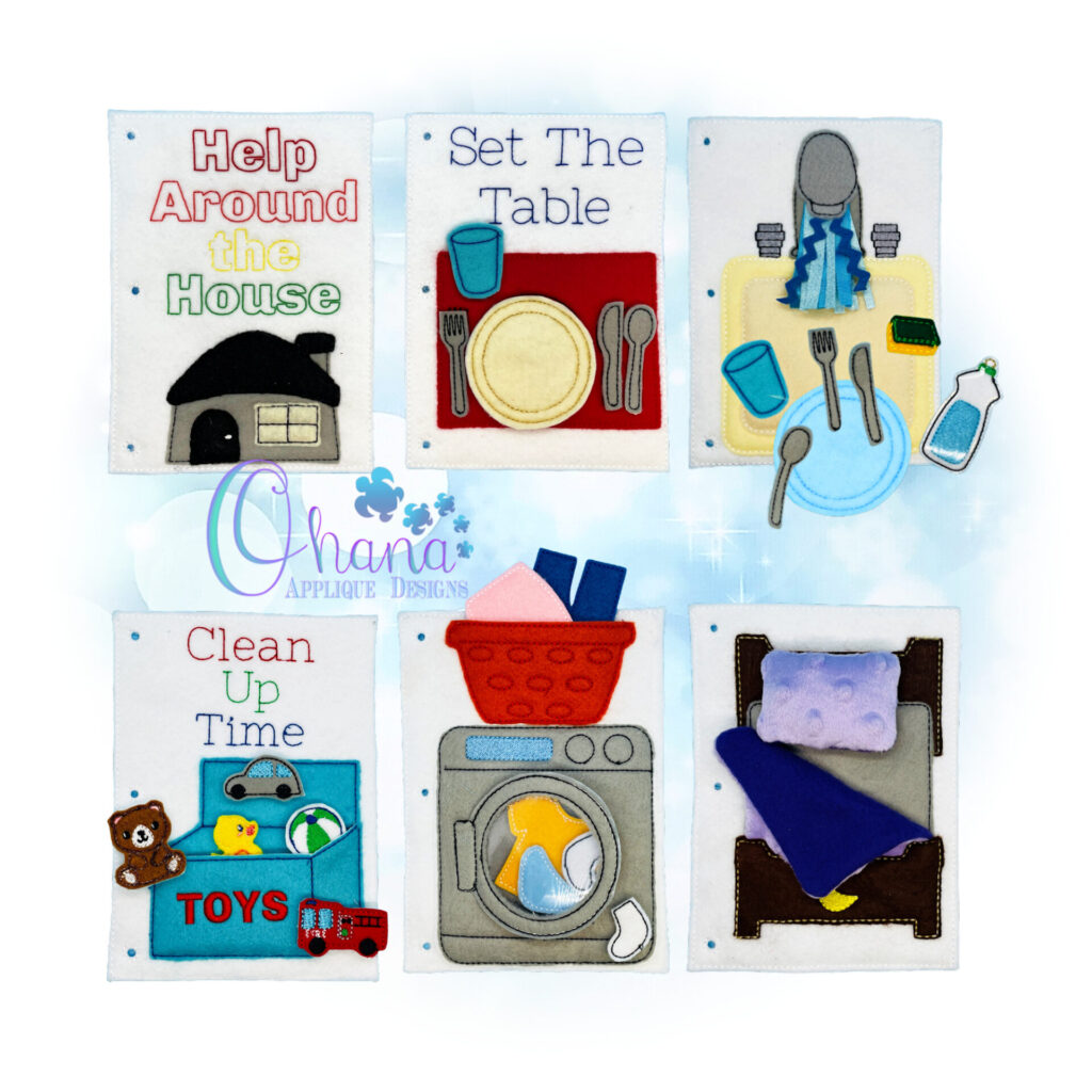 Help Around the House Quiet Book - Ohana Applique Designs